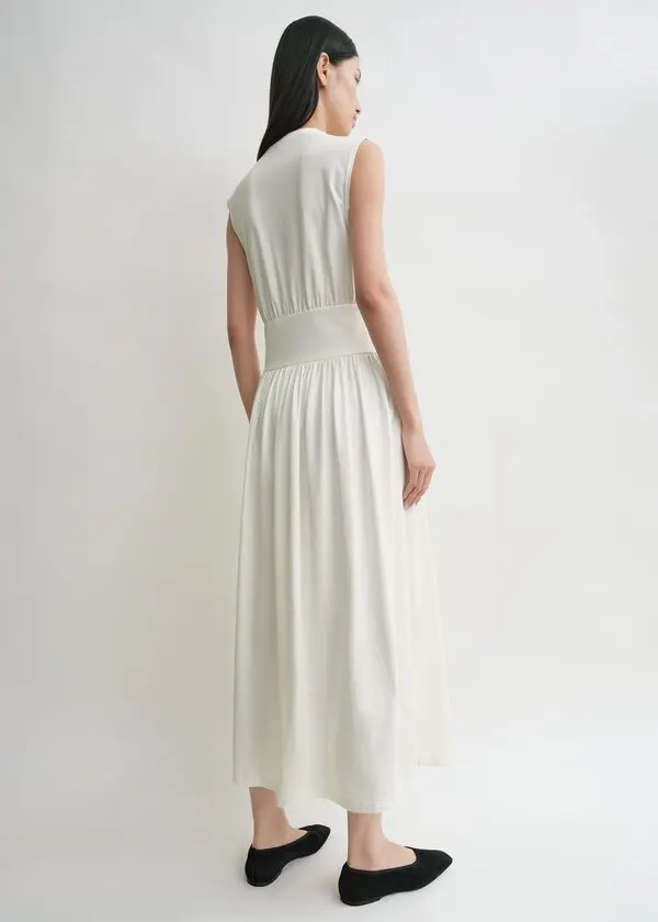 Toteme Sleeveless Cotton Tee Dress - Off White | Editorialist